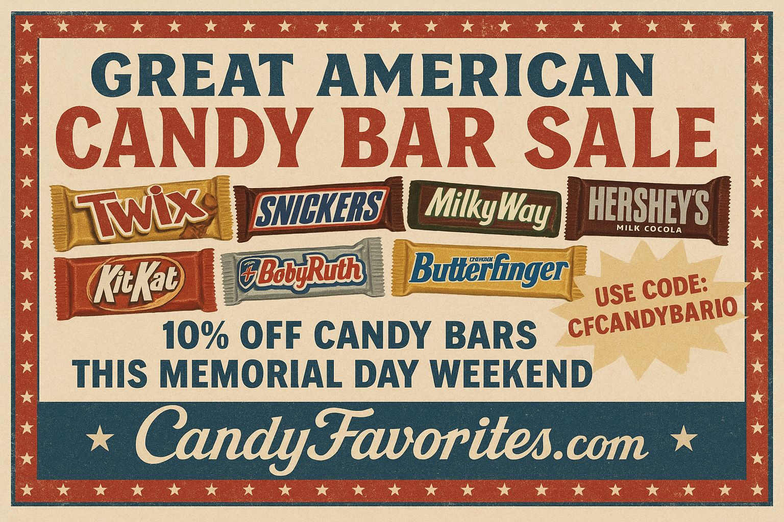 The Great American Memorial Day Candy Bar Sale! – Candy Favorites