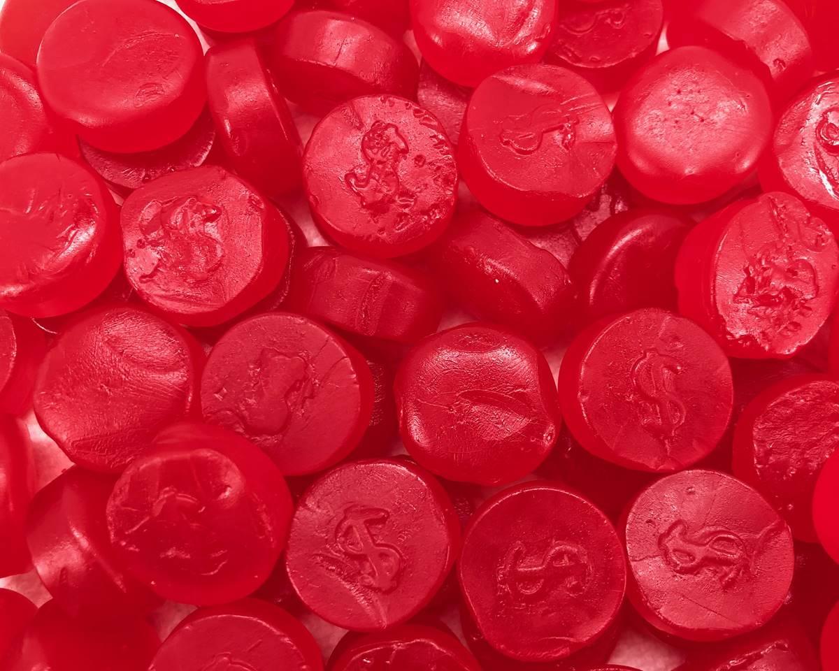 Hand Packed Cherry Juju Coins 8 oz. Bags - 8 / Box – Candy Favorites