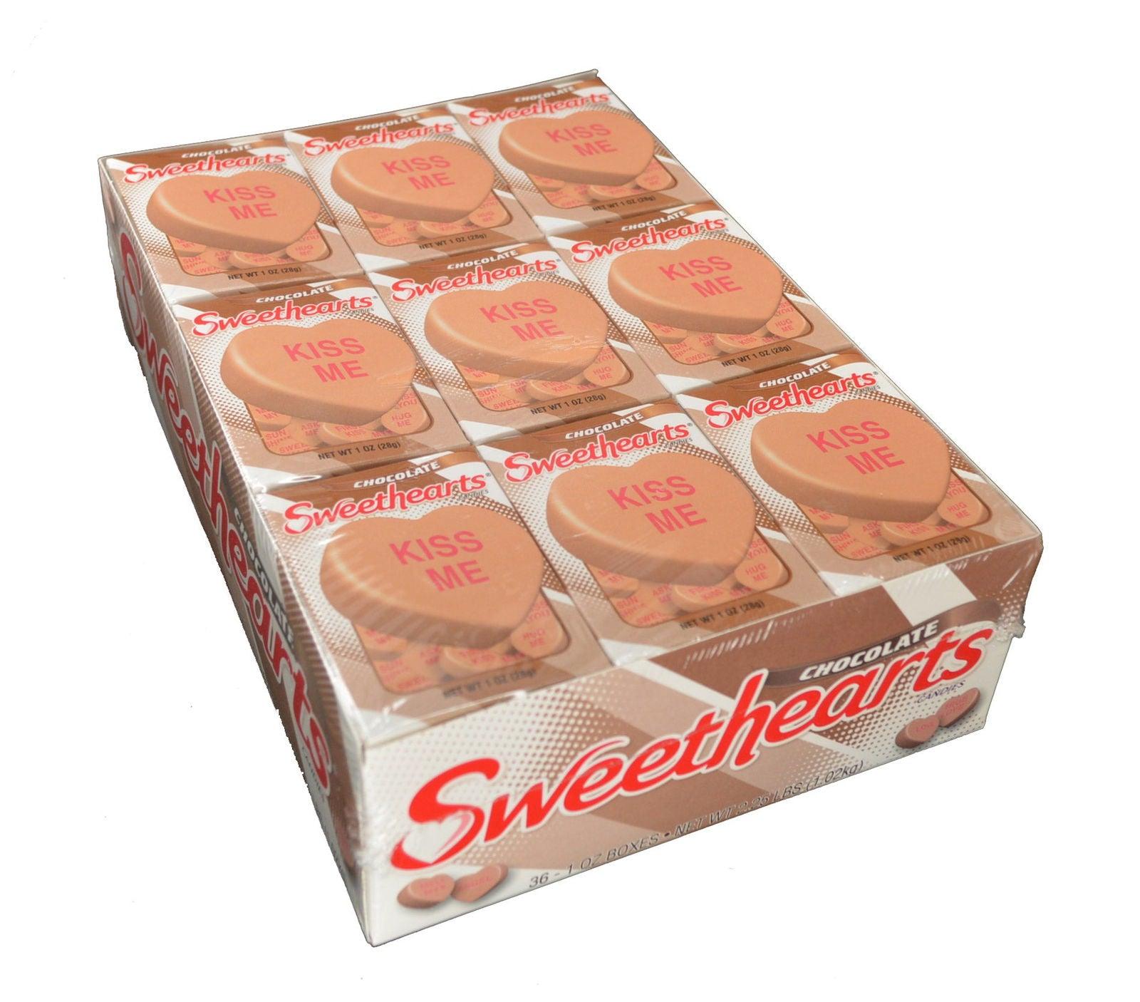 Chocolate Sweethearts Conversation Hearts Box - 36 / Box – Candy Favorites