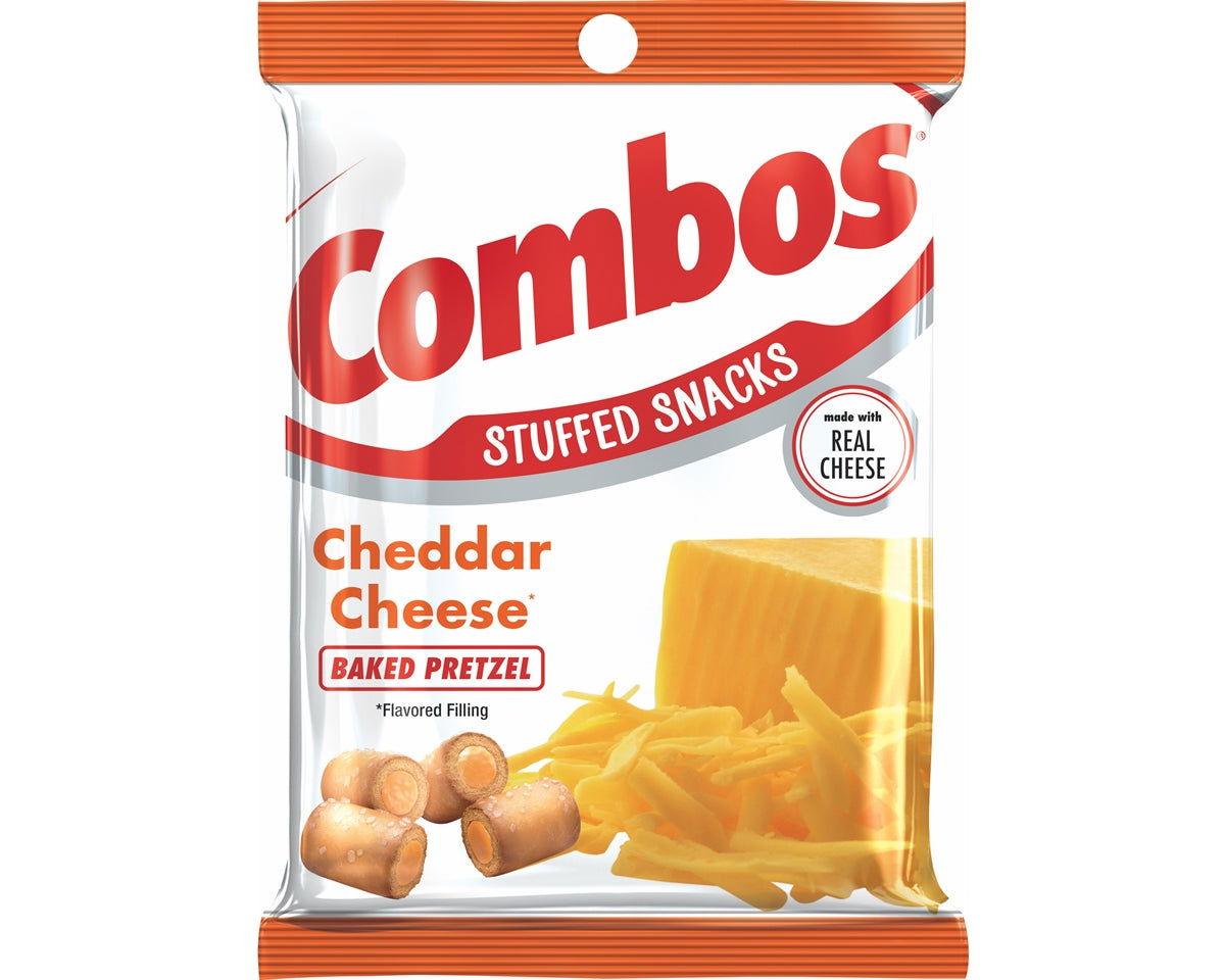 Combos Baked Cheddar Cheese Pretzels Stuffed Snacks 6.3 oz. Bags - 12 ...