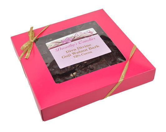 Diva Devine Dark Chocolate Goji Walnut Bark | 72% Cocoa - 1 lb. – Candy ...