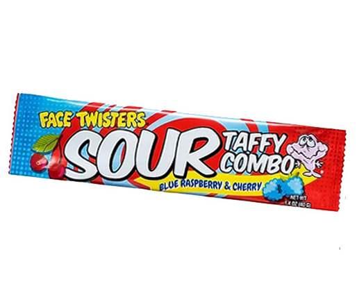 Face Twisters Blue Raspberry and Cherry 1.4 oz. Sour Taffy Combo - 24 ...