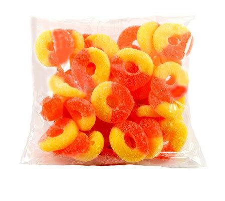 Hand Packed Peach Rings 8 Ounce Bags - 8 / Box – Candy Favorites