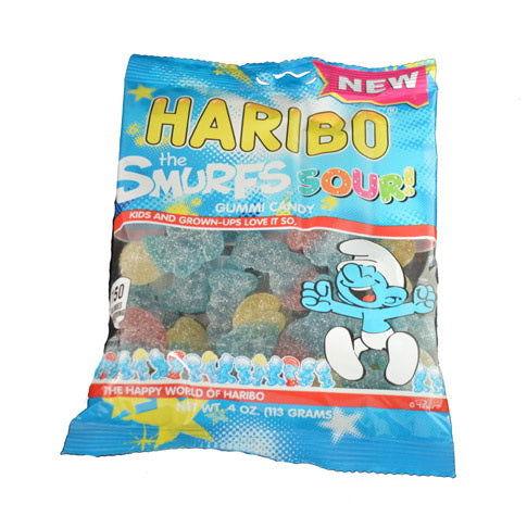 Haribo Gummi Sour Smurfs 4 Ounce Bag - 12 / Box – Candy Favorites
