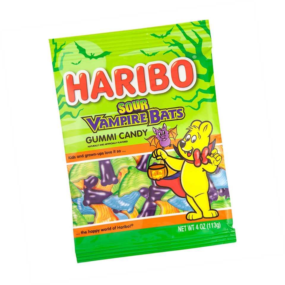 Haribo Halloween Sour Vampire Bats 4 oz. Bags - 12 / Case – Candy Favorites