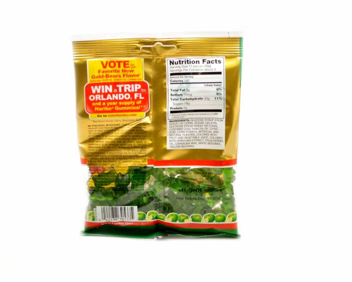 Haribo Limited Edition Gold Apple Gummi Bears 4 oz. Bag - 12 / Case ...
