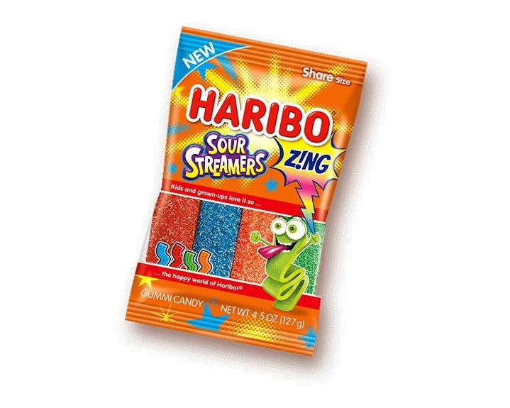 Haribo Z!NG Sour Streamers Gummi Candy Bags - 12 / Box – Candy Favorites
