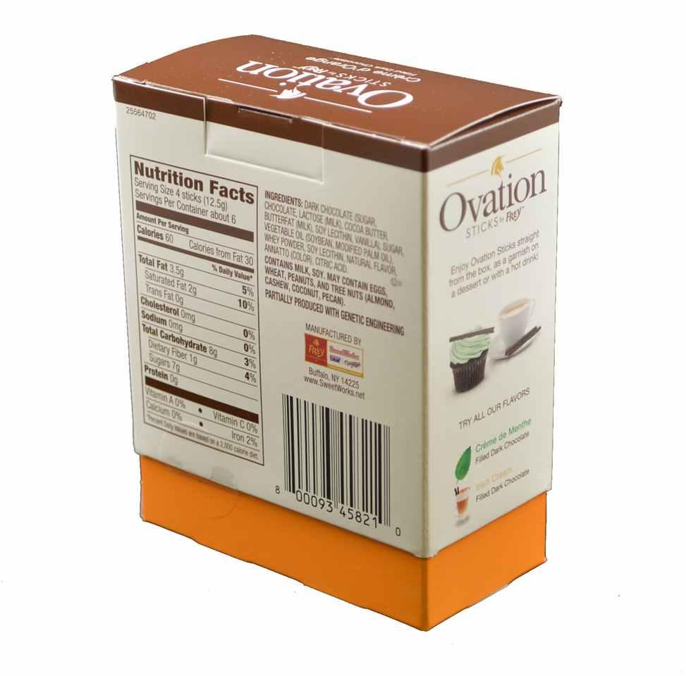 Ovation Orange Filled Dark Chocolate Covered Candy Sticks 2.65 oz. Box ...