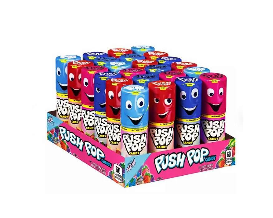 Bazooka Candy Brands | Push Pop .5 oz. Lollipops | Includes NEW Berry ...