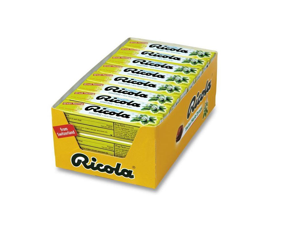 Ricola Lemon Mint Cough Throat Sticks | Herb Throat Drops - 24 / Box ...