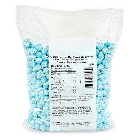 Shimmer Blue Powder Blue Sixlets -2 lb. – Candy Favorites