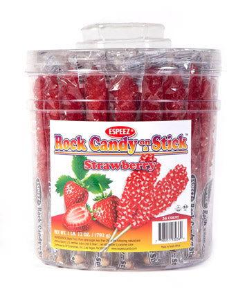 Red Straberry Rock Candy on a Stick Jar - 36 / Jar – Candy Favorites