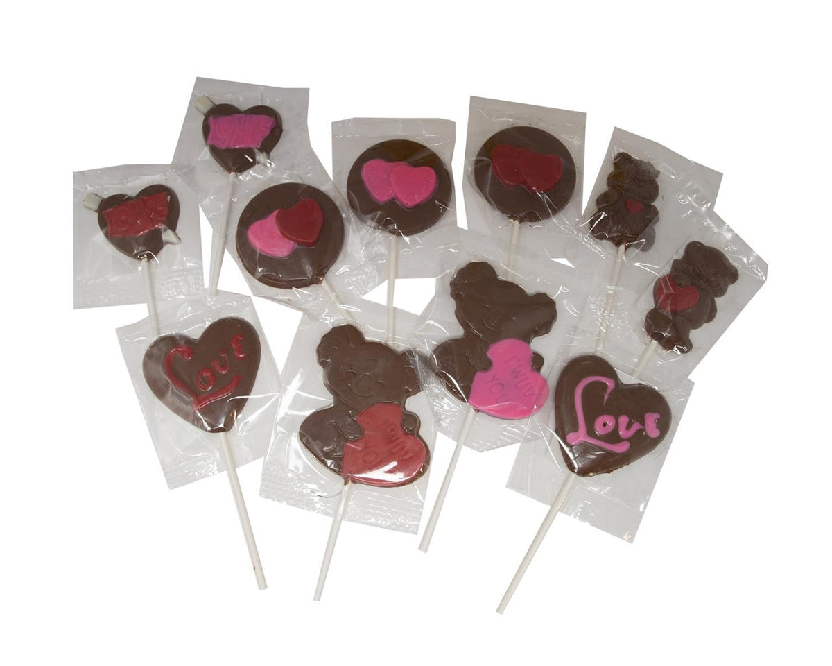 Valentine's Milk Chocolate Lollipops - 24 / Box | Bears & Hearts ...