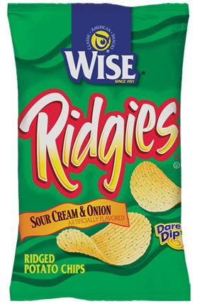 Wise Ridgies Sour Cream and Onion Potato Chips - 72 / Case – Candy ...
