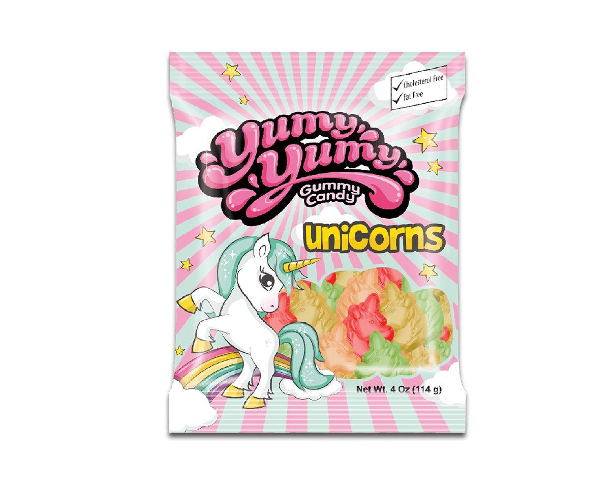 Kervan Yumy Yumy Gummi Unicorn Candy 4 oz. Bags - 12 / Box – Candy ...