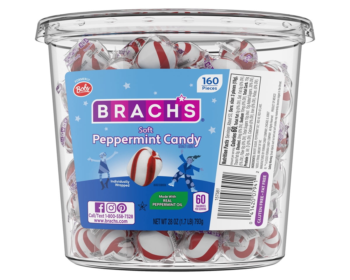 Brach's Wrapped Soft Peppermint Puffs Tubs - 160 / Tub – Candy Favorites