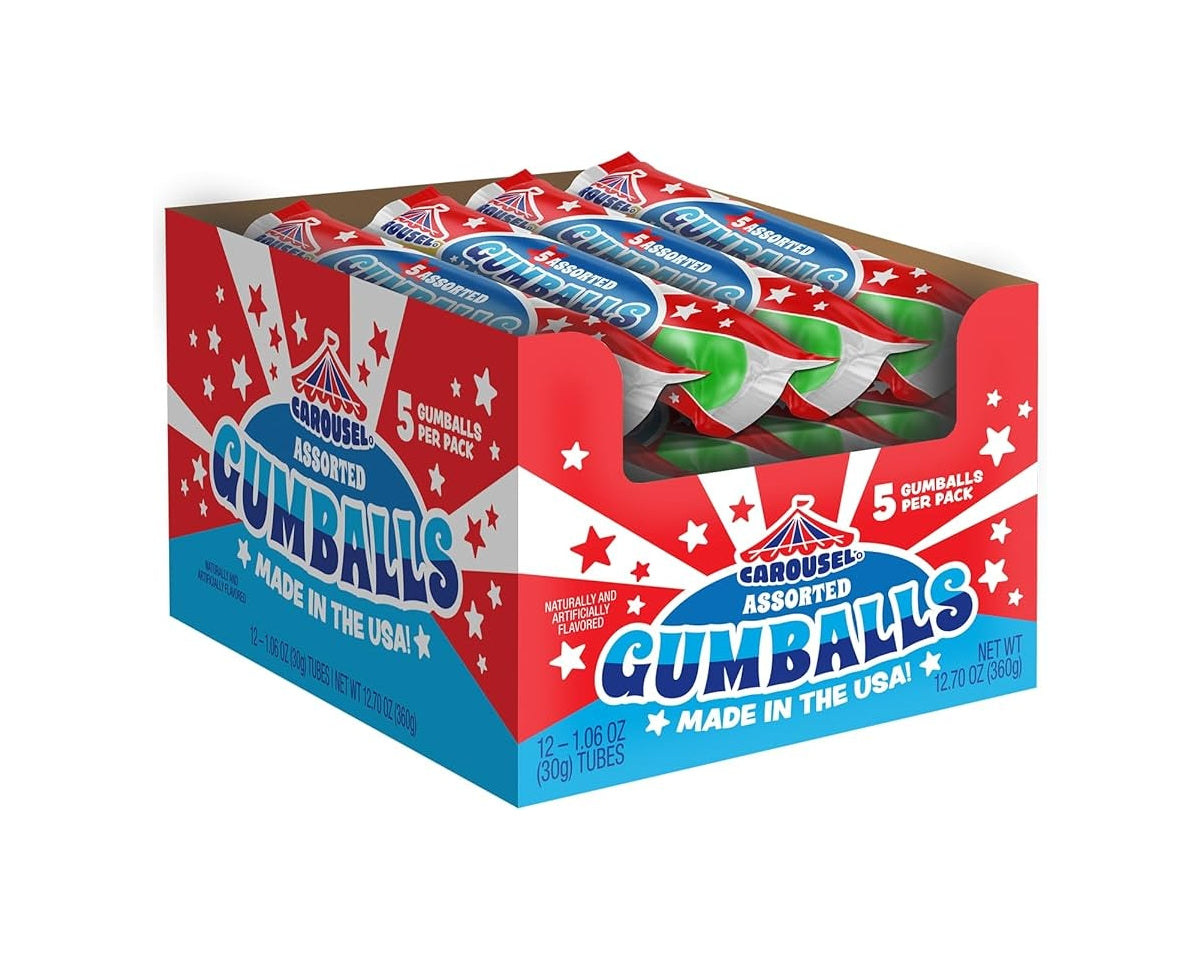 Carousel Assorted "5 Pack" Gumball Tubes – 12 / Box – Candy Favorites