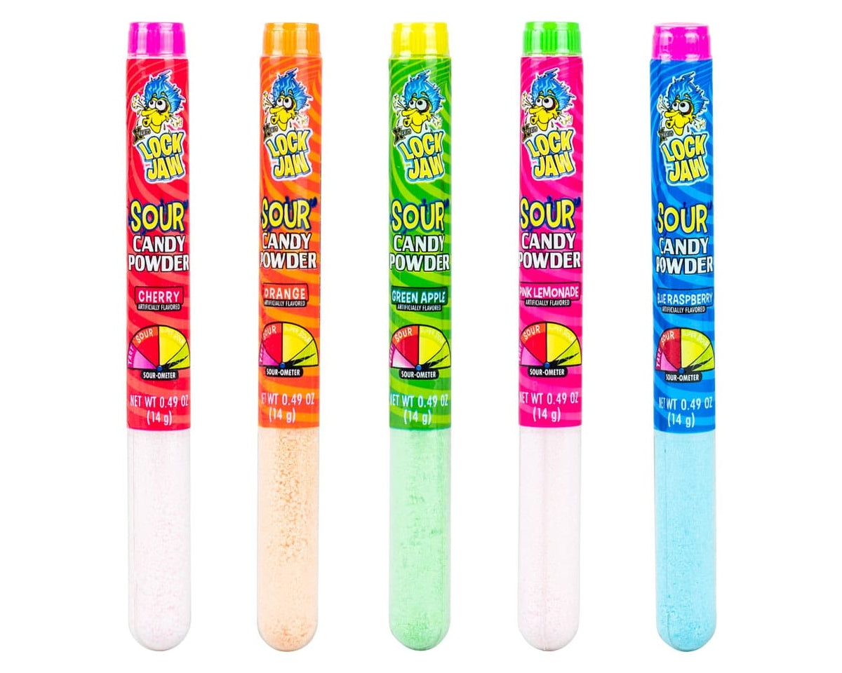 Koko’s Lock Jaw.49 oz. Sour Tubes Powder Candy – 30 / Box – Candy Favorites